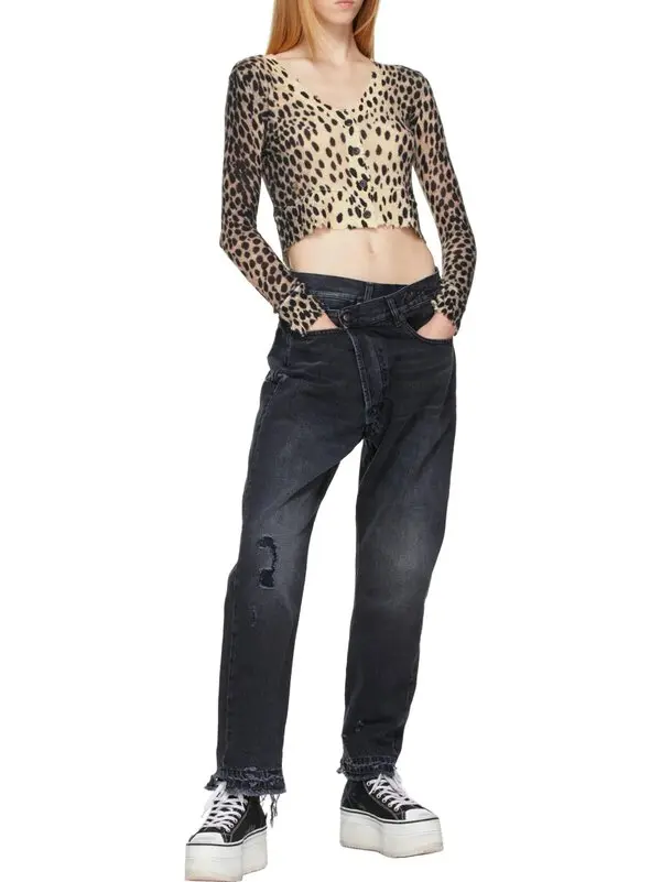 R13 Crossover Cropped Jeans - Black