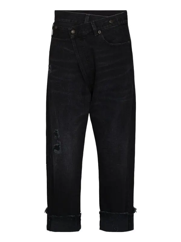 R13 Crossover Distressed Cropped Jeans - No