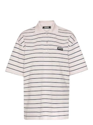 ROTATE BY BIRGER CHRISTENSEN Logo Patch Striped Oversized Polo Shirt - No