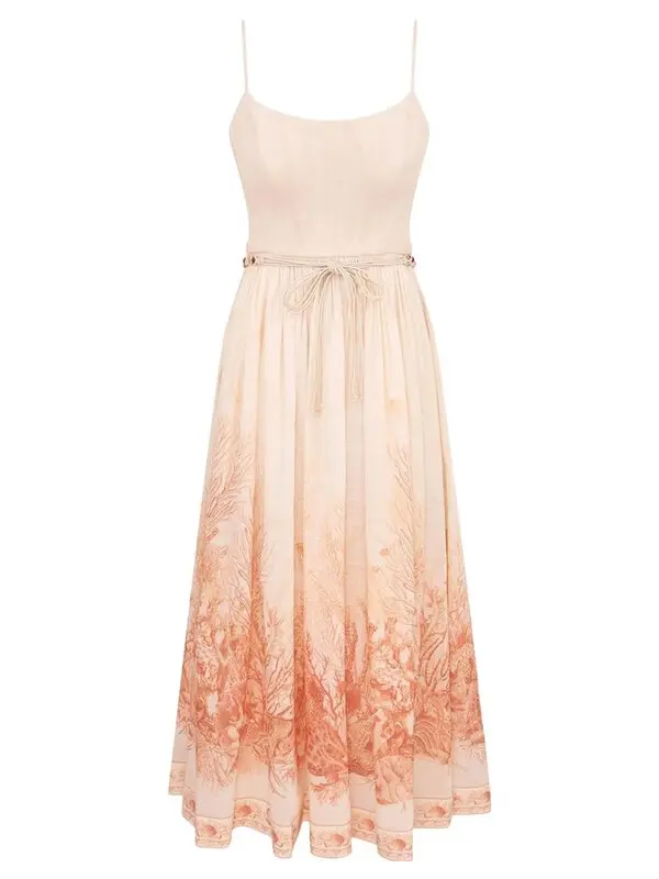 Zimmermann The Wanderlust" Printed Midi Dress - Coral Calico