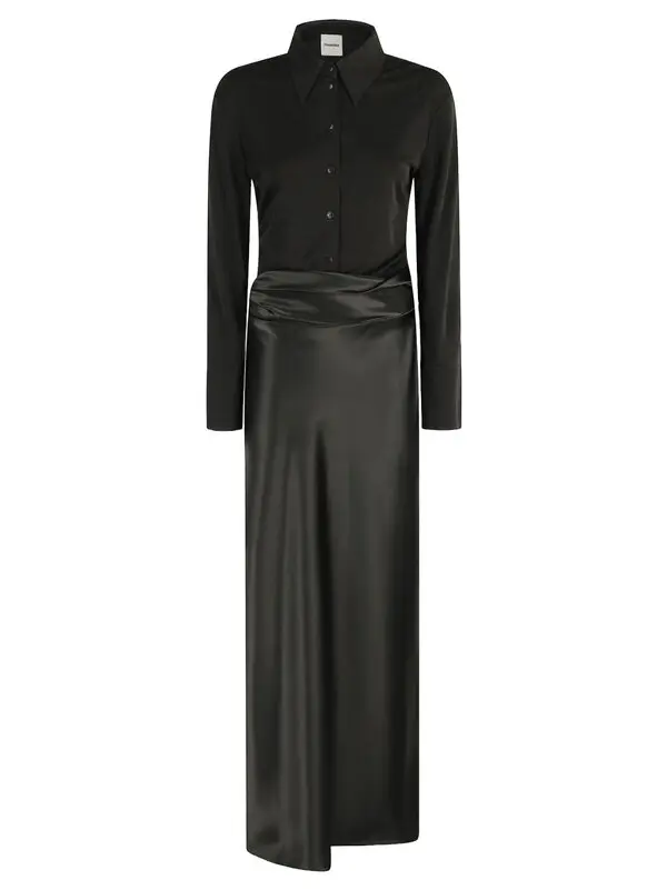 Nanushka Scylla Mesh Slip Satin Maxi Dress - No