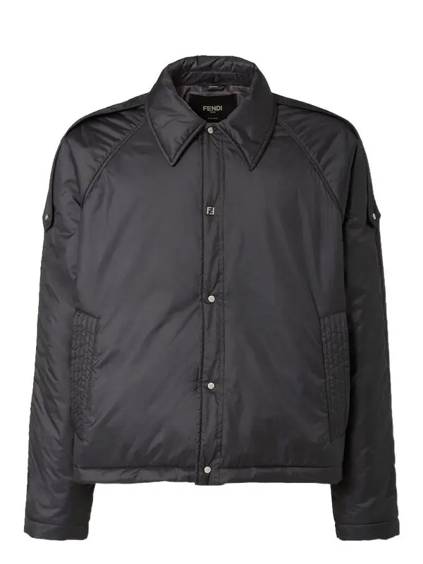 Fendi Single-breasted Gabardine Jacket With Micro Ff Detail - Black
