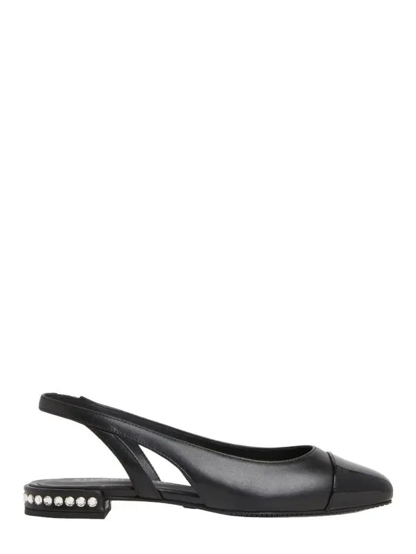 STUART WEITZMAN Slingback Ballet Flats With Embellished Heel - Black