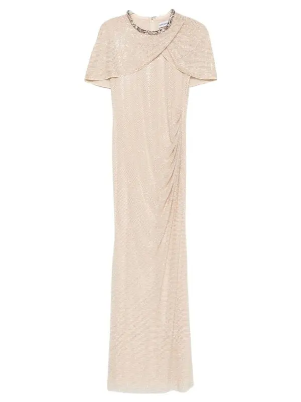SELF-PORTRAIT Embellished Draped Maxi Dress - Champ
