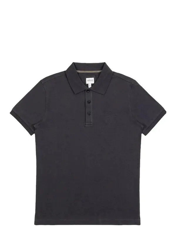 Emporio Armani Logo Embroidered Polo Shirt - Black