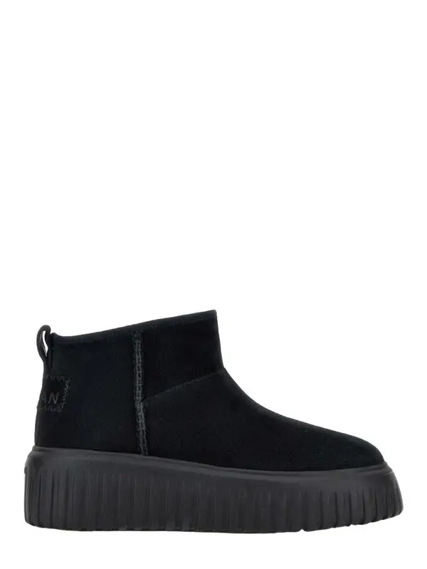 Hogan Suede Slip-on Ankle Boots With Logo Patch - Black