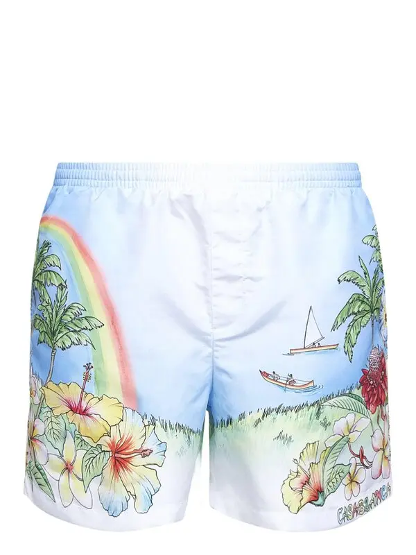 Casablanca Aloha Swim Shorts - White