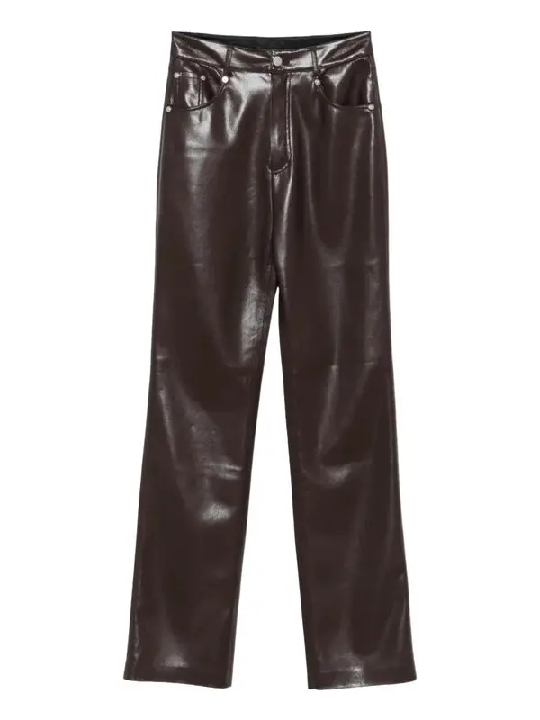 Nanushka Straight-leg Leather Trousers - Black