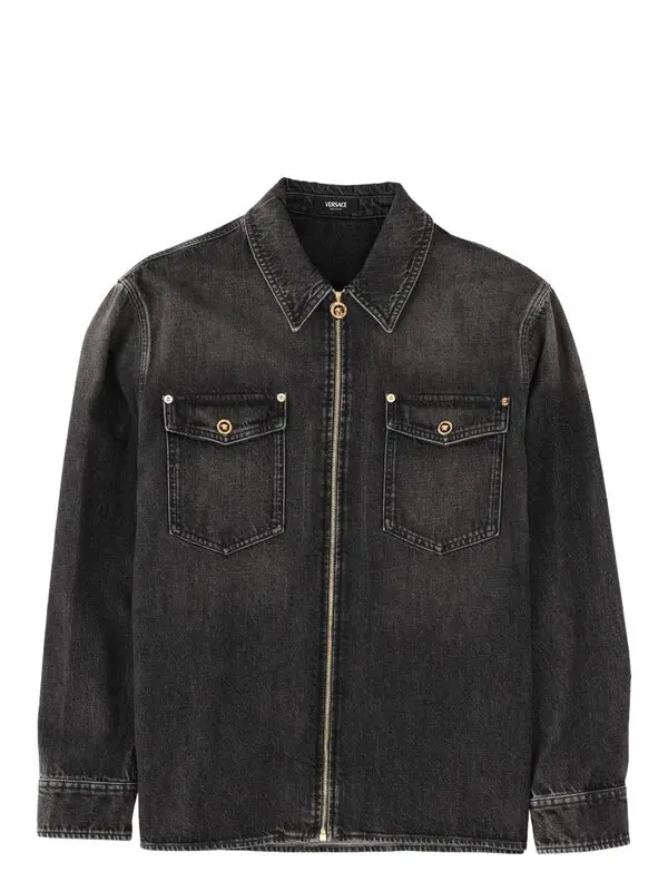 Versace Denim Zip-up Jacket - Black