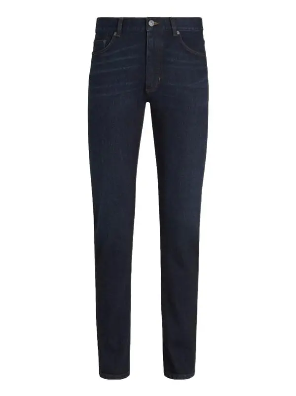 Zegna Z Logo Patch Straight Leg Jeans - Black