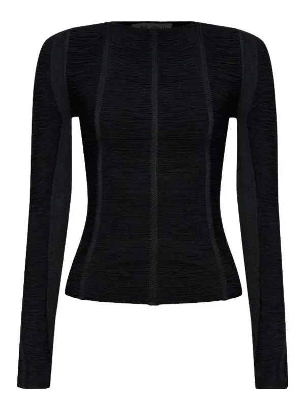 Attico Knitted Sweater With Pleated Effect - Black