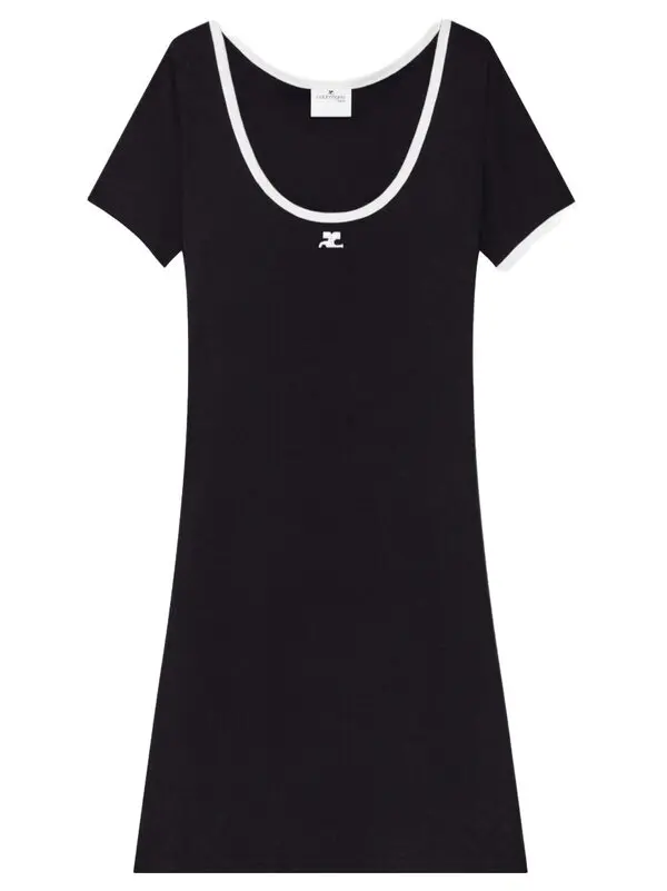 COURREGES Courrèges Holistic Scoop-neck Mini Dress - Black/traditional White