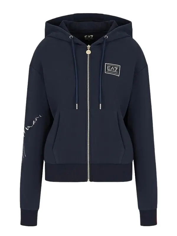 EA7 Zip-up Hooded Hoodie - Black