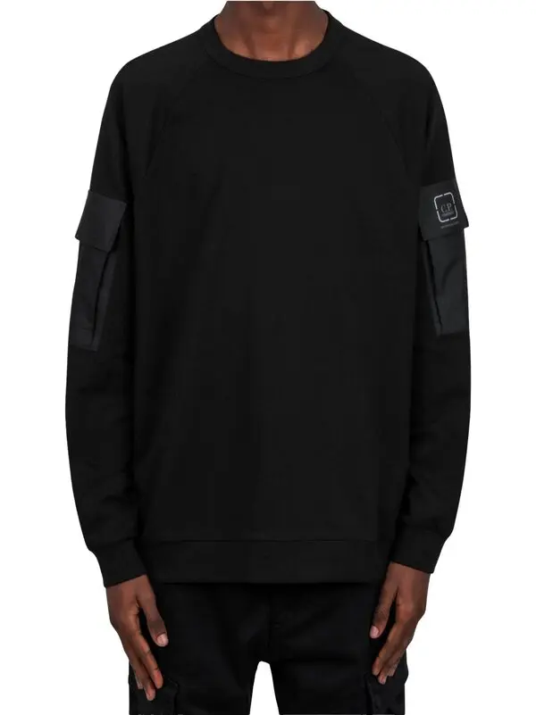 C.P. COMPANY Crew Sweatshirt With Sleeve Pockets - Black