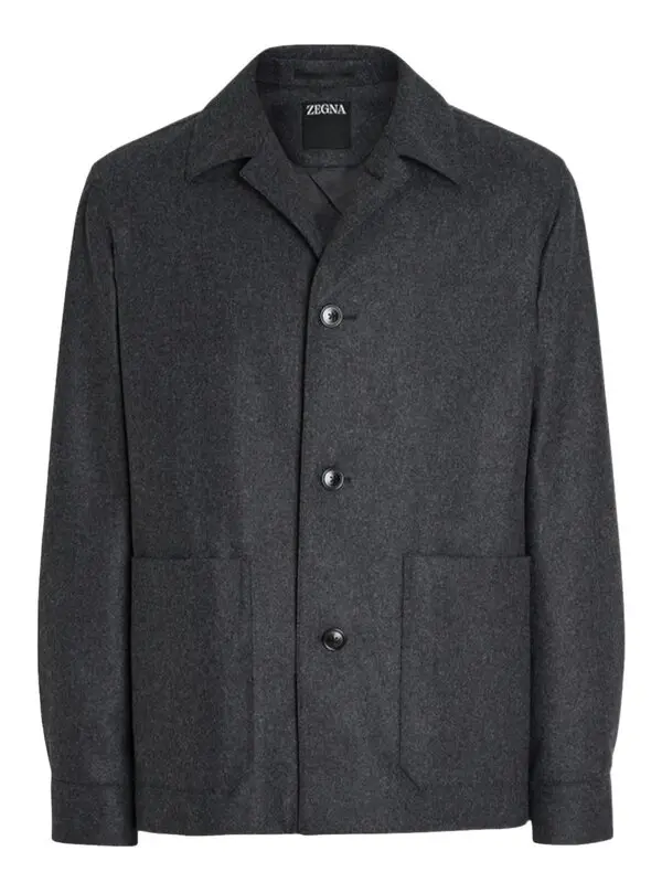 Zegna Long Sleeve Jacket With Lapel Collar - Black