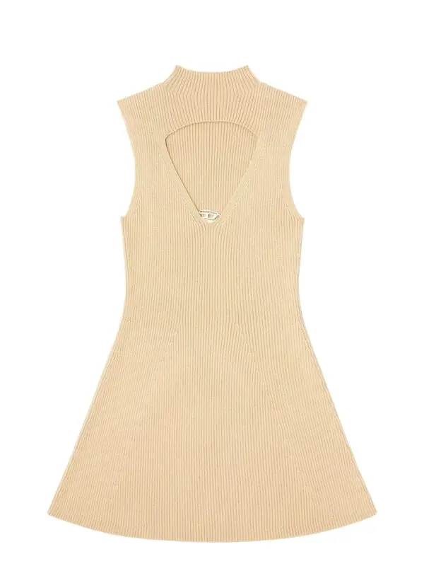 DIESEL® Ribbed Keyhole Neck Mini Dress - Nude