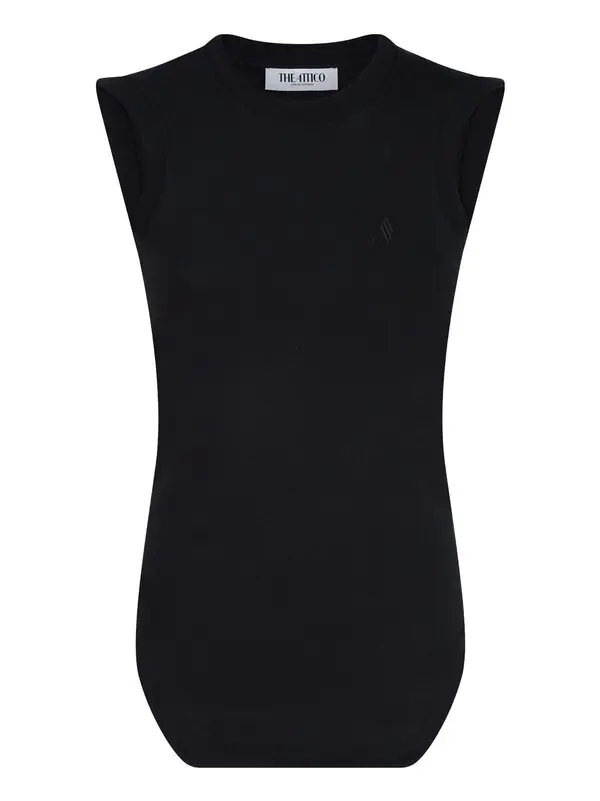 Attico Logo Embroidered Tank Top - Black