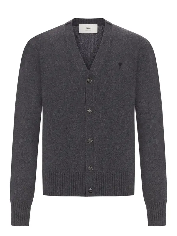Ami Cashmere Buttoned Cardigan - Black