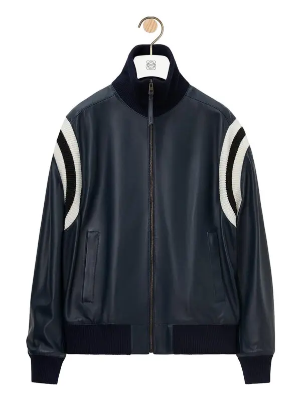 Loewe High Waist Zip-up Bomber Jacket - Deep Navy Blue