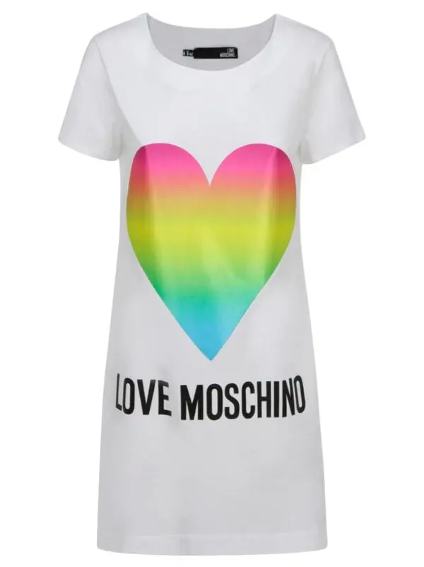 Moschino Round Neck Short-sleeved Dress - White