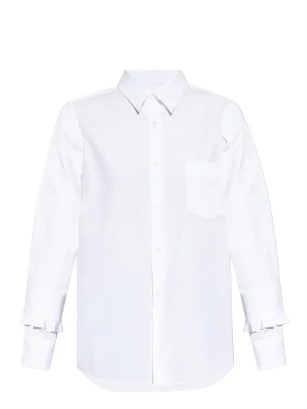 Comme Des Garçons Long Sleeve Shirt With Ruffled Cuffs - White