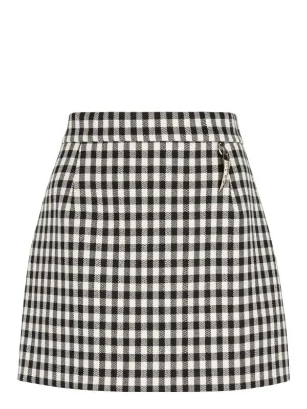 Roberto Cavalli Checked High-waisted Mini Skirt - Gray