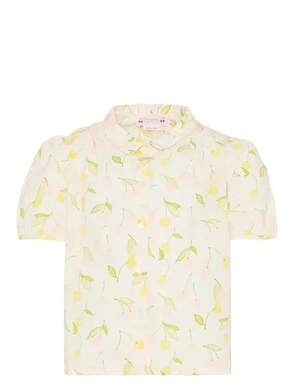 Bonpoint Cherry Print Short Sleeve Blouse - Ivory
