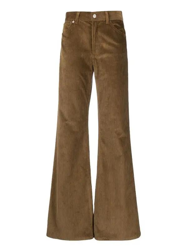 DONDUP Logo-patch Corduroy Flared Trousers - Green