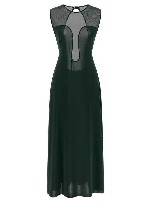 ERES Scene" Mesh Insert Long Dress - Green