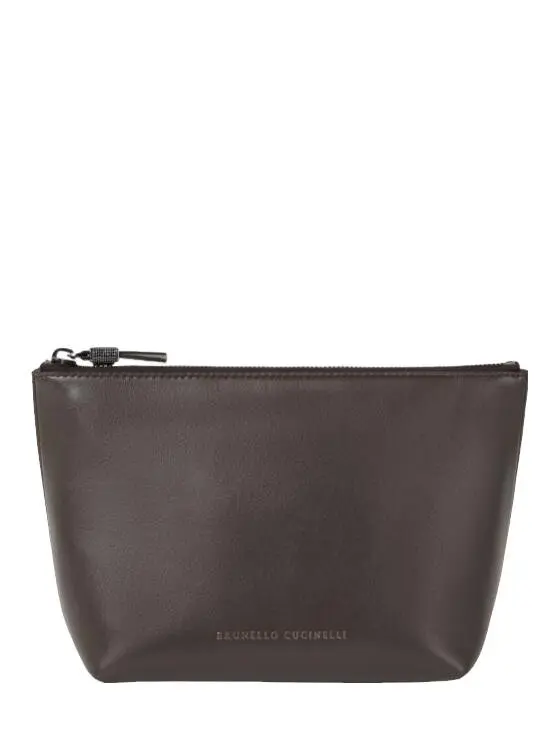 Brunello Cucinelli Logo Detail Clutch Bag - Dark Brown