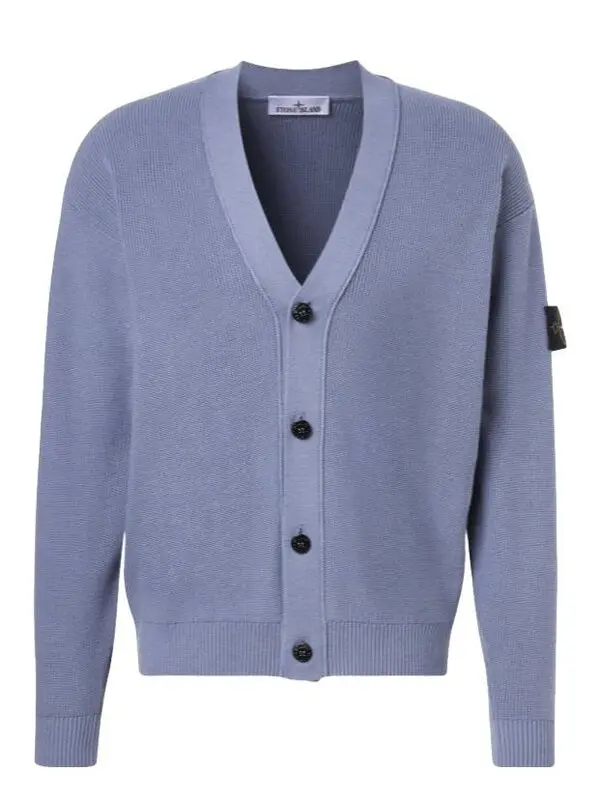 Stone Island Logo Patch Cardigan - Air Force Blue