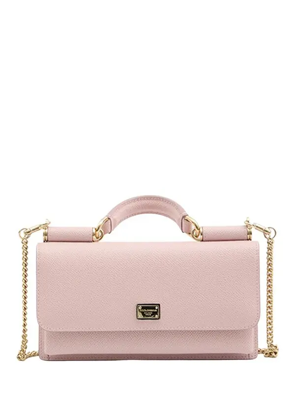 Dolce & Gabbana Logo Plaque Foldover Clutch Bag - Nude