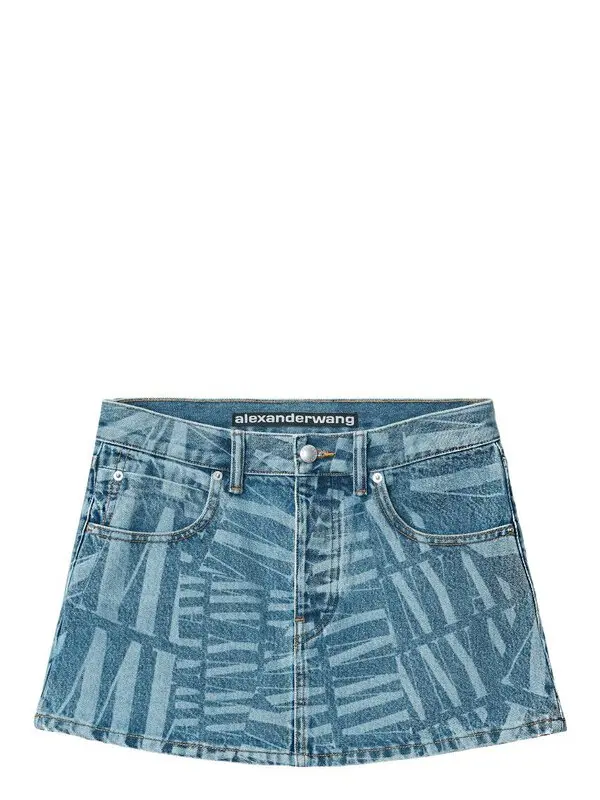 Alexander Wang Logo-print Mini Denim Skirt - Blue