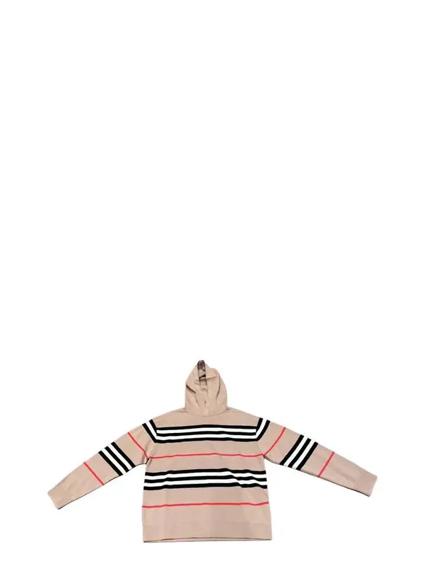 Burberry Icon Stripe Wool Cashmere Blend Hoodie - Nude