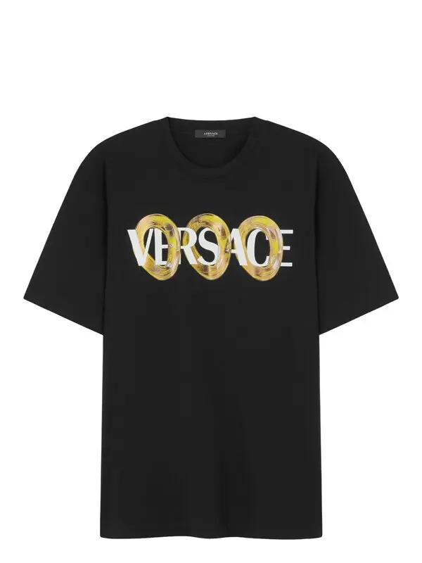 Versace Logo-printed Crewneck T-shirt - Black
