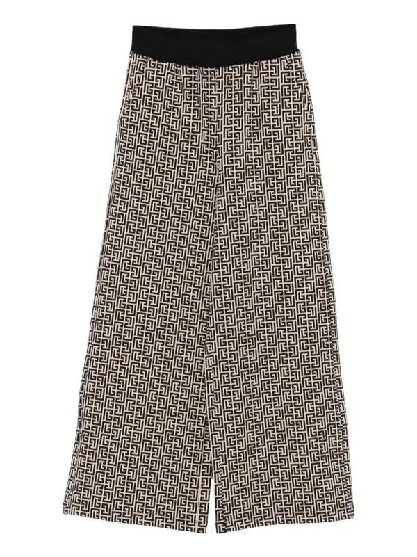Balmain Monogram Labyrinth Trousers - Beige/black