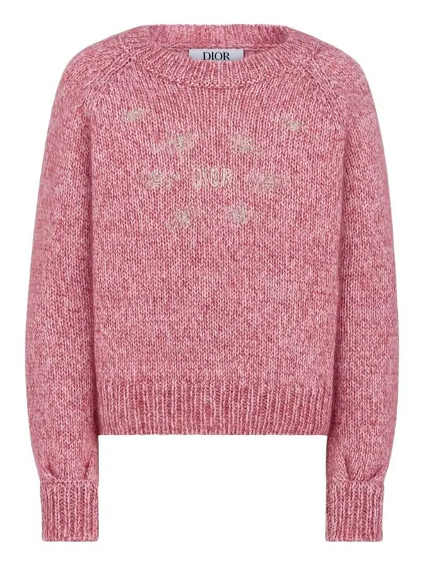 Dior Embroidered Bee Long Sleeve Sweater - Vintage Pink