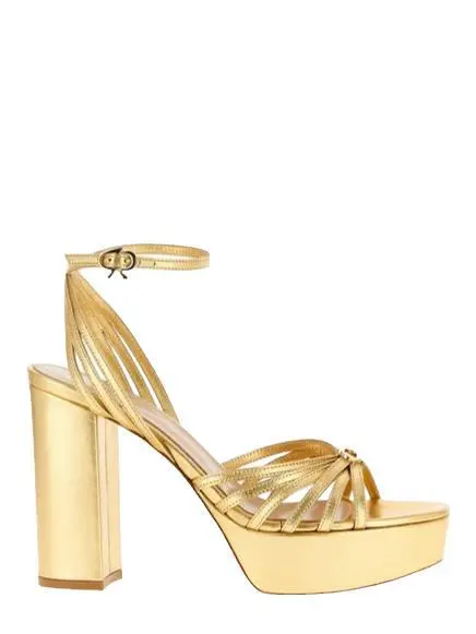 GIANVITO ROSSI Rita Metallic Nappa Leather Platform Sandals - Gold