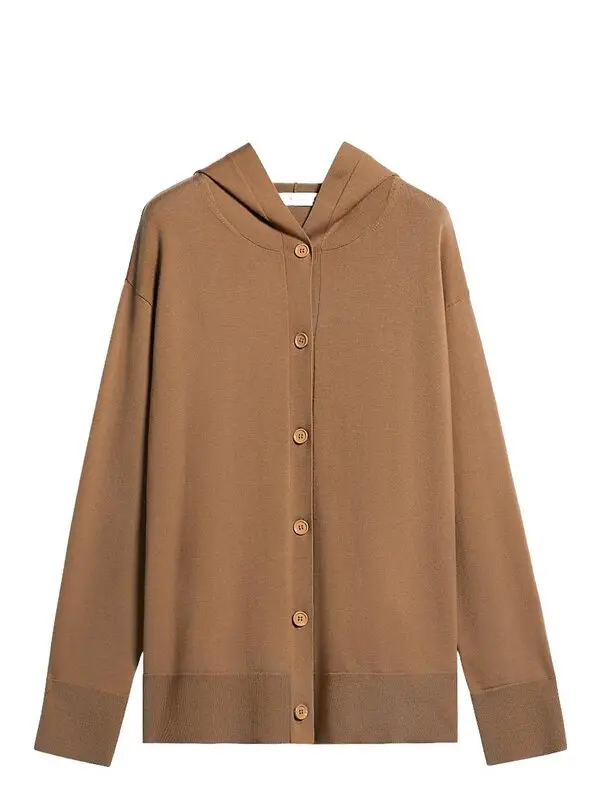 Max Mara Button Hooded Cardigan - Camel