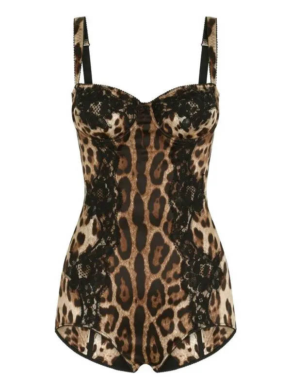 Dolce & Gabbana Leopard Lace Bodysuit - Black
