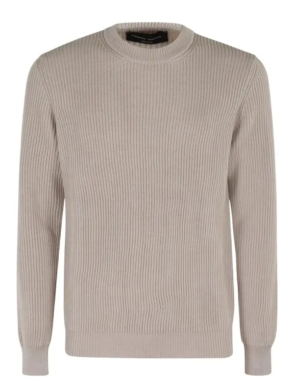 ROBERTO COLLINA Crew Neck Ribbed Sweater - Nude