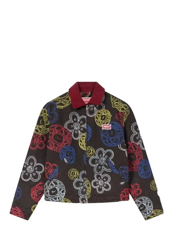 Kenzo Embroidered Zip-up Utility Jacket - Black