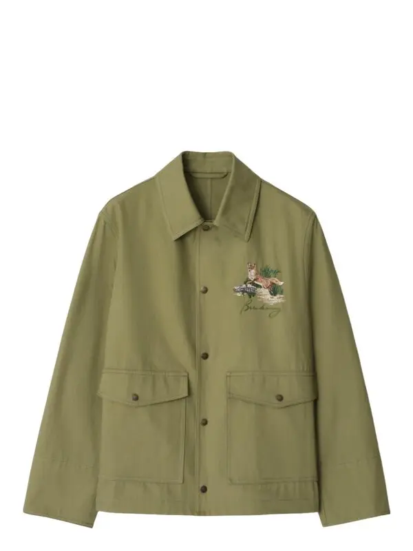 Burberry Embroidered Fox Gabardine Jacket - Wreath