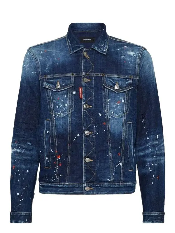 Dsquared2 Denim Jacket With Paint Splatter Detail - Medium Blue