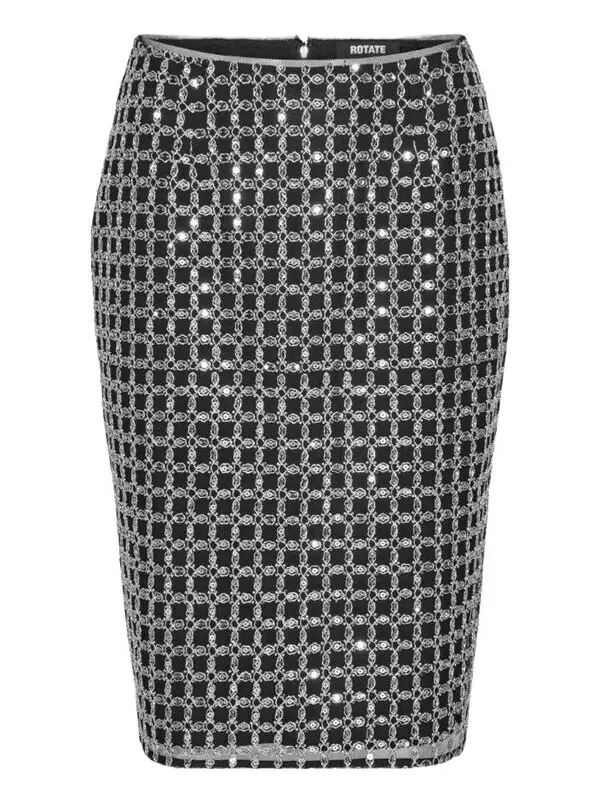 ROTATE BY BIRGER CHRISTENSEN Beaded Embellishment Midi Skirt - Black