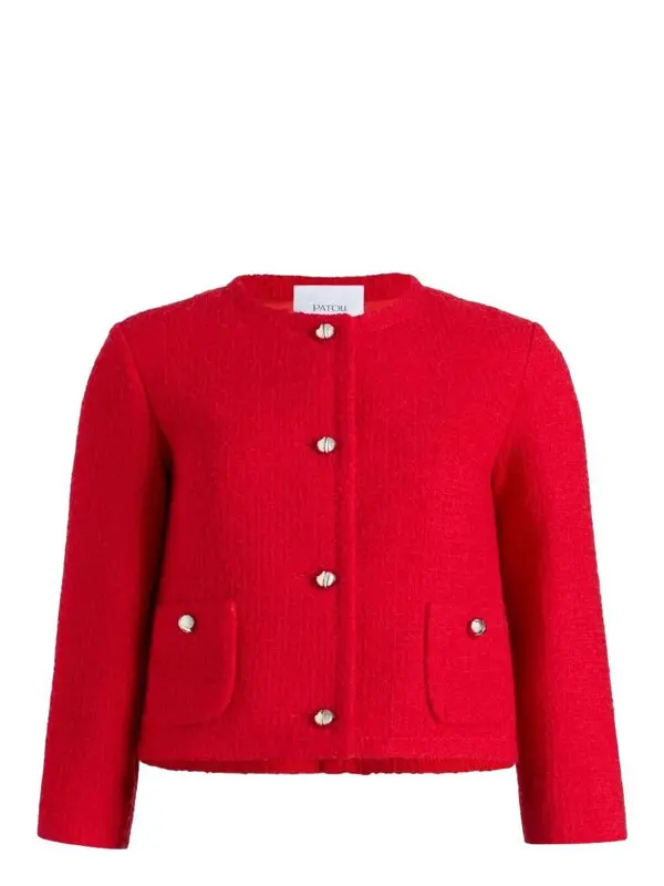 PATOU Collarless Button-down Long-sleeve Jacket - Red
