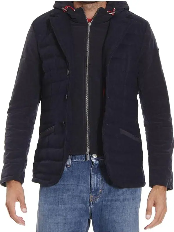 Emporio Armani Quilted Logo Hooded Jacket - Black