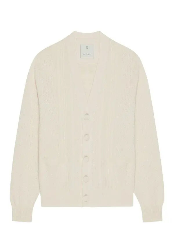 Givenchy Button-up Knit Cardigan With Raised 4g Logo - Ivory