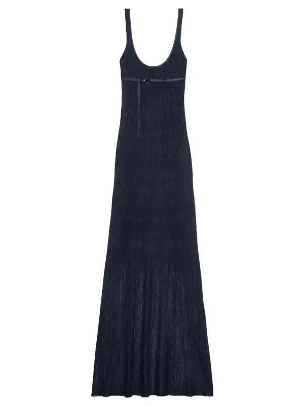 Jacquemus Belted Long Knit Dress - Black