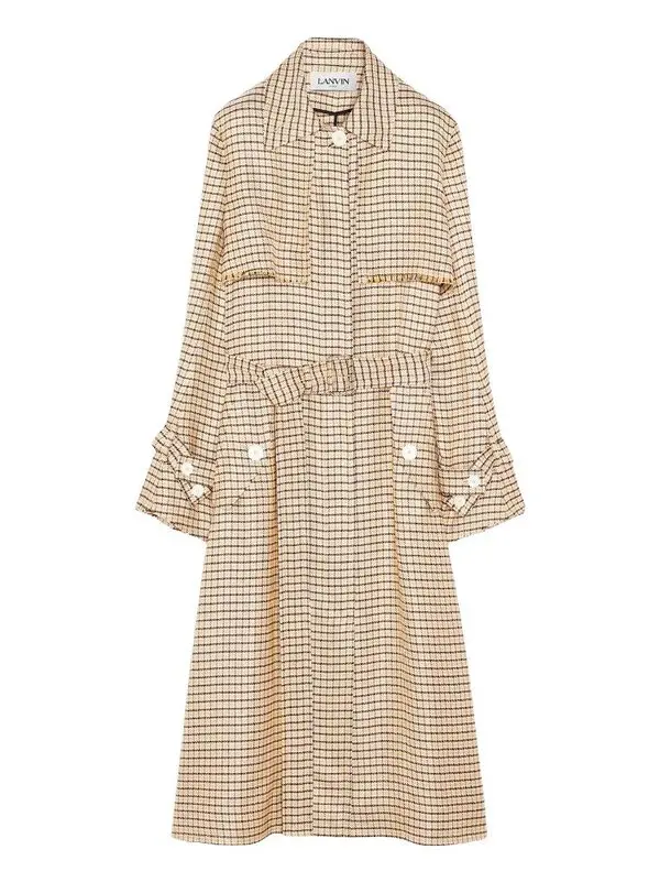 LANVIN Checked Belted Trench Coat - Nude
